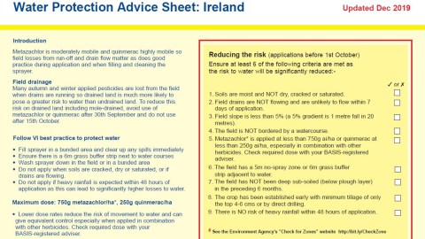 Metazachlor and Quinmerac Water Stewardship
